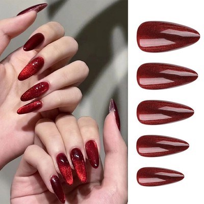 French False Nails Red Press on Nails Manicure Fake Nials Women | eBay ...