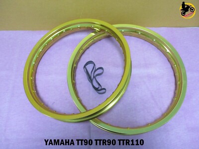 YAMAHA TT90 TTR90 TTR110 ALUMINIUM GOLD F+ R WHEEL RIM SET SERIES7 ...