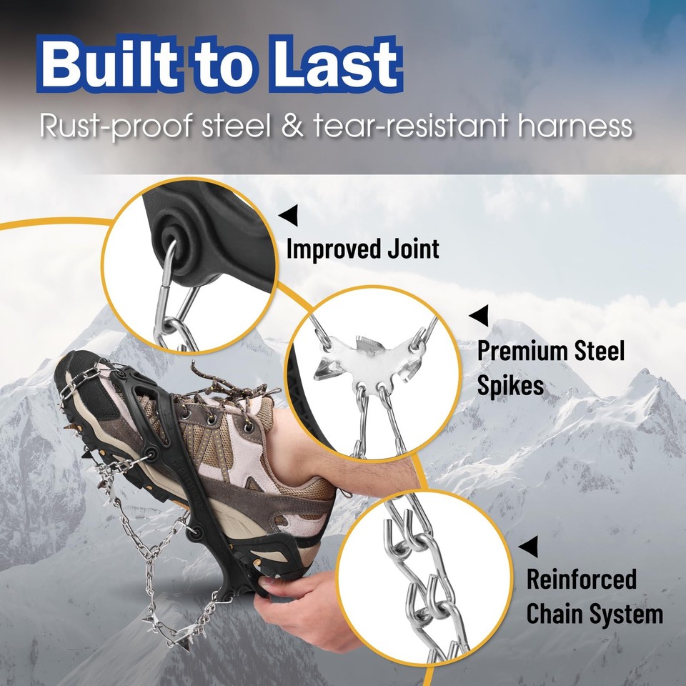 TREKOLOGY Microspikes for Hiking – 19-Spike Stainless-Steel Ice Cleats ...