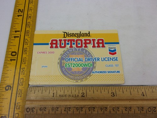 1990s Disneyland Autopia official Drivers license card Dusty | eBay