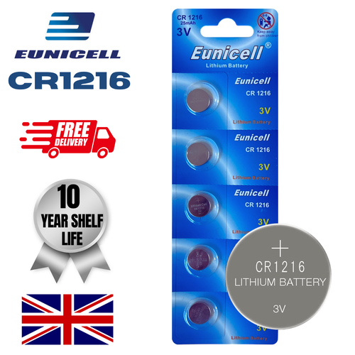 Batteries CR1216 x5 Button Cell CR 1216 3V Lithium for Car Key Fob ...