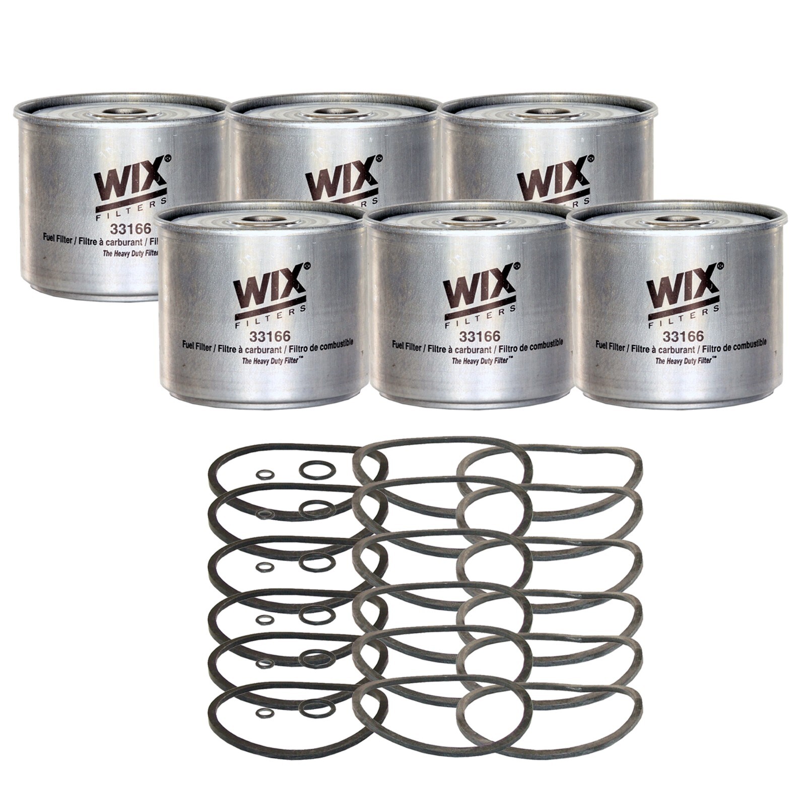 Wix 33166 Fuel Filter Set Heavy Duty Cartridge Fuel Metal Canister 6 ...