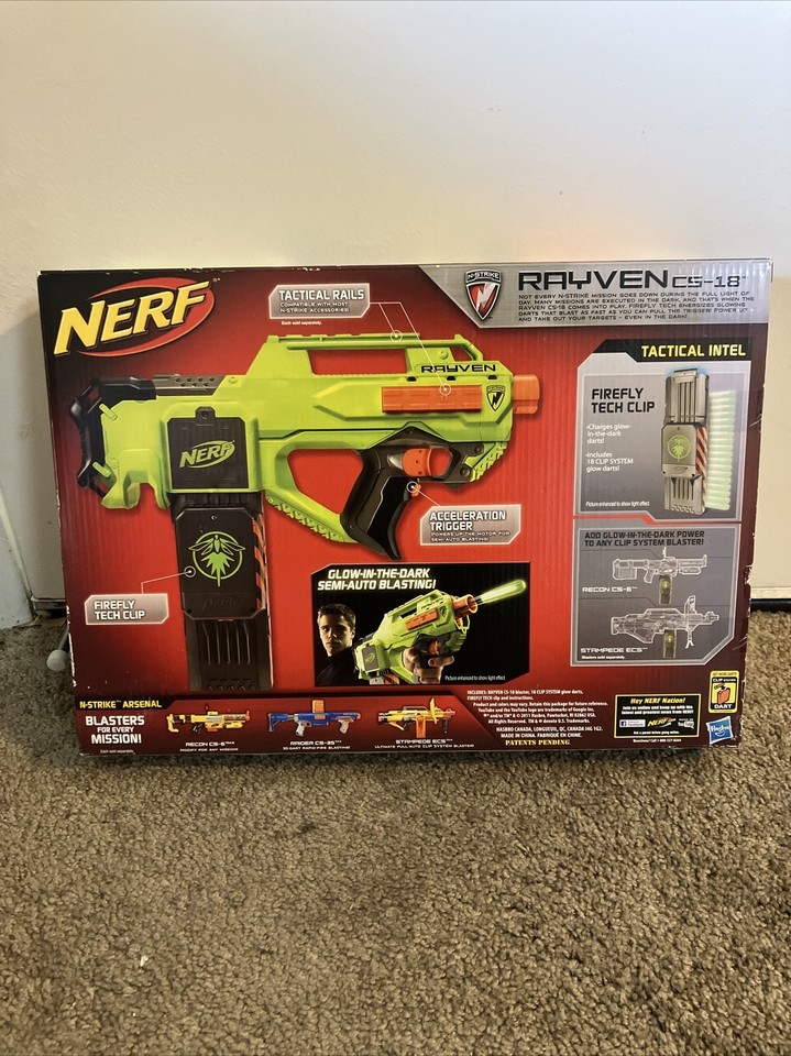Nerf Rayven CS-18 N-Strike Elite Glow In the Dark Blaster Gun Brand New ...