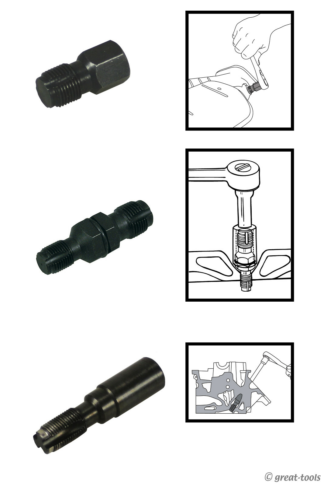 LISLE TOOLS AUTOMOTIVE THREAD CHASER SET – spark plug O2 oxygen sensor ...