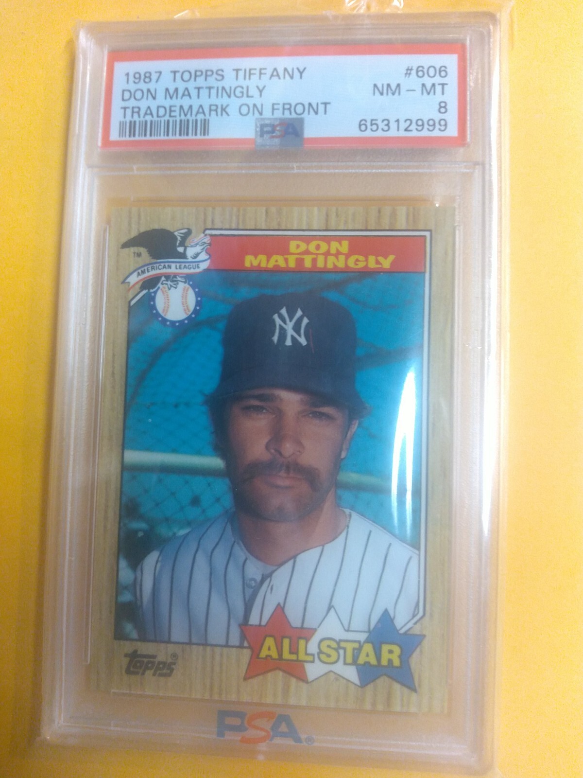 1987 Topps Tiffany Don Mattingly All Star Error Card PSA 8 double ...