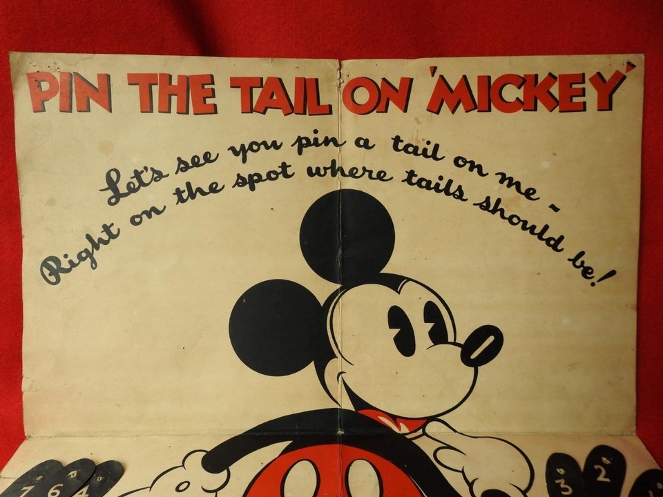 CHAD VALLEY C1933 RARE TAILLESS MICKEY PIN THE TAIL WALT DISNEY MICKEY ...