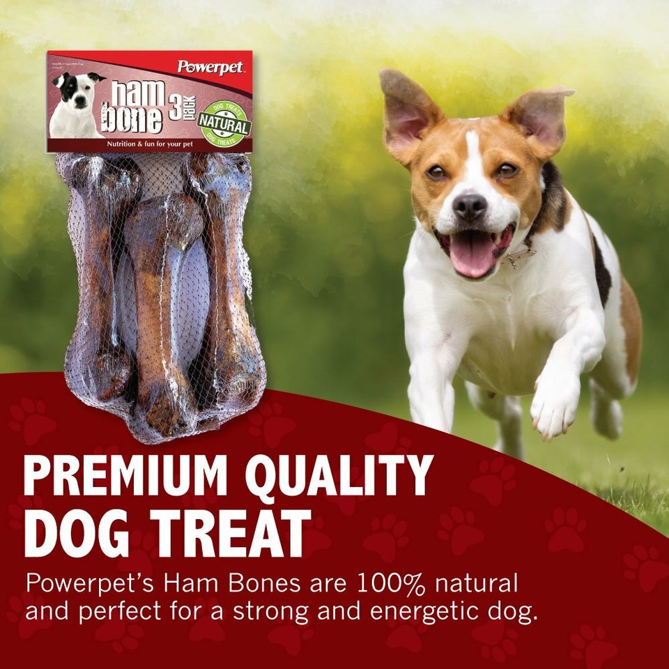 Powerpet- All Natural Ham Bone Dog Chew Treat-USDA & FDA Approved, BRC ...