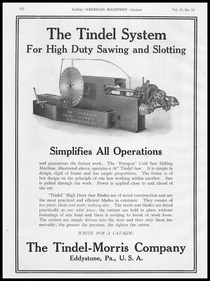 1912 Tindel Morris Co Eddystone Pennsylvania Paragon Saw Miller Machine ...