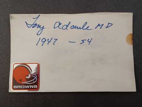 Tony Adamle (d. 2000) Signed Index Card - Damaged - Browns, Ohio State ...