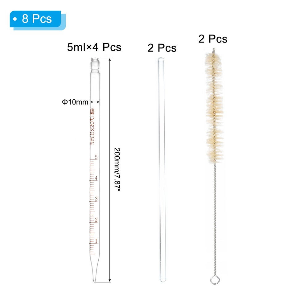Graduated Pipettes, 4 Pack 5ml Glass Pipette with Bulb 2 Brushes | eBay