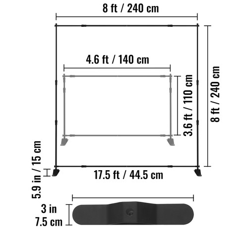 8 x 8Ft Banner Stand Heavy-Duty Step and Repeat Backdrop Telescopic ...