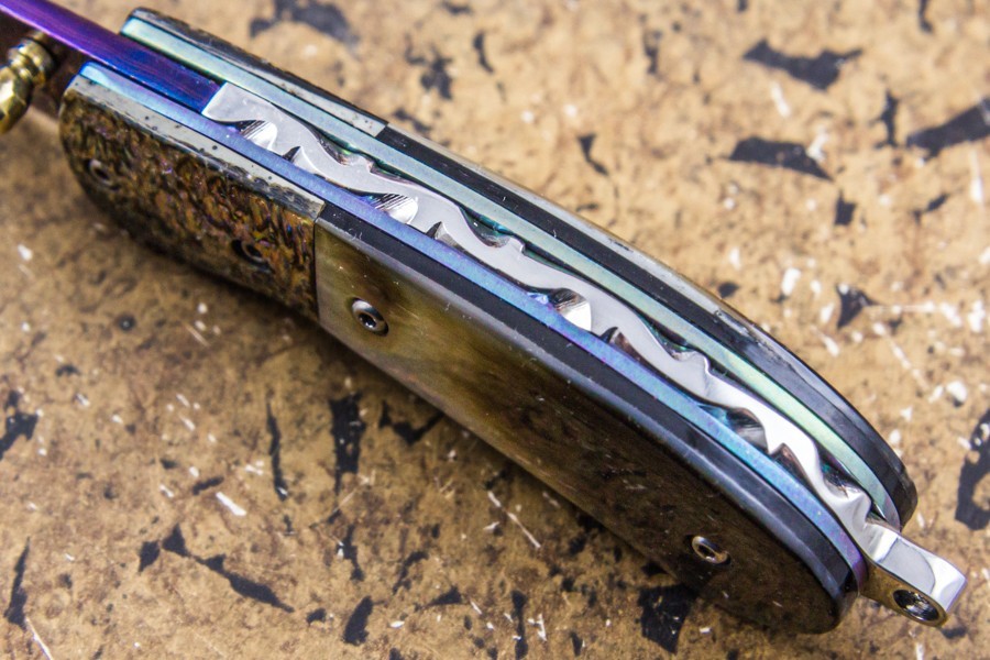 DC Custom Folding Knife Color Damascus Steel Abalone Black Pearl ...