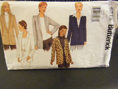 Butterick 6718 Semi-Fitted Jacket w/Optional Lining Pattern - Size 12 ...