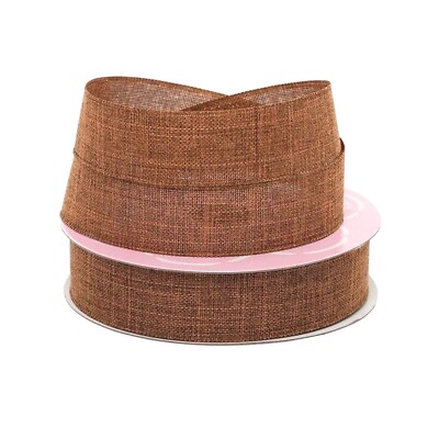 Brown Linen Ribbon | Mocha Faux Linen Ribbon - 5/8in. x 25 Yds ...