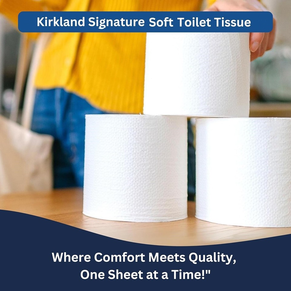 Kirkland Signature Soft Bath Tissue Toilet Paper, 2-Ply, 30 Rolls, 1425 ...