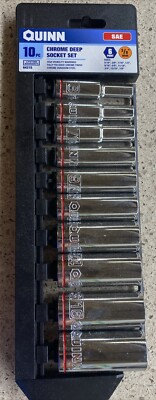 NEW QUINN 10pc. Chrome Deep Socket Set SAE 3/8" Drive 6 point 64215 | eBay