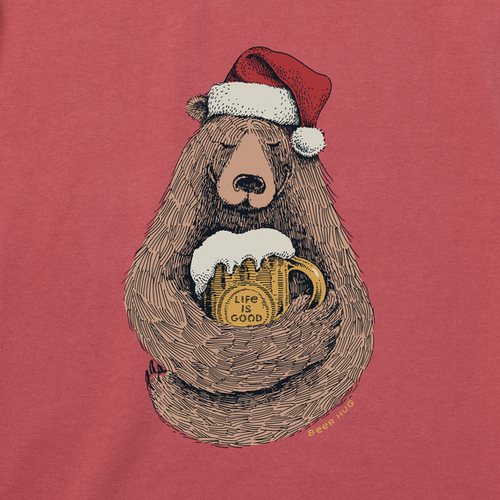 NWT Men's Life Is Good Beer Hug Santa Bear Red SS Crusher | eBay