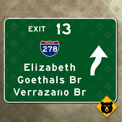 New Jersey highway marker road sign exit 13 Elizabeth arrow turnpike ...