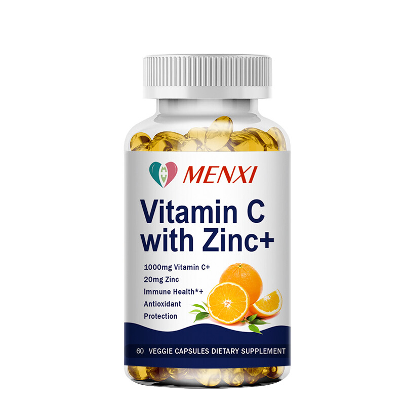 60 Capsules Vitamin C & Zinc Capsules 1000mg Complex Supplement ...