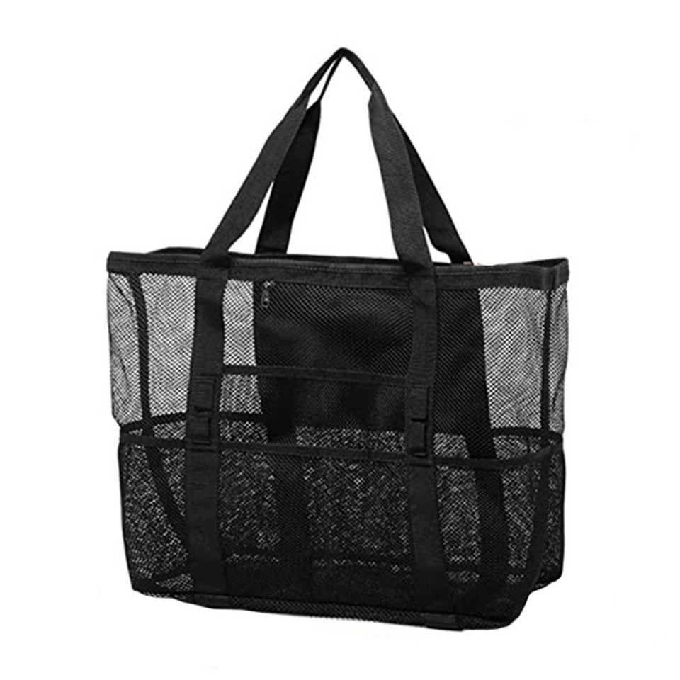 Large Mesh Beach Bag Multi-pocket Beach Tote Beach Toy Pouch Travel ...
