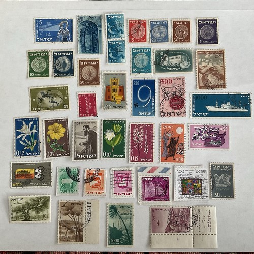 38 Israel stamps~1948-1973~jet plane~passenger ship Zion~Herzl~Jonah ...
