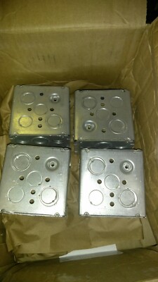 NEW Emerson 4SDEK 4" Metallic Square Deep Box, 2-1/8"D, 1/2" & 3/4" KO ...