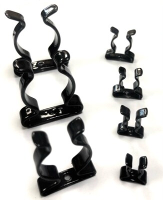 New 12 X Assorted Tool Clips Black Plastic Coated Spring Steel Grip 6mm ...