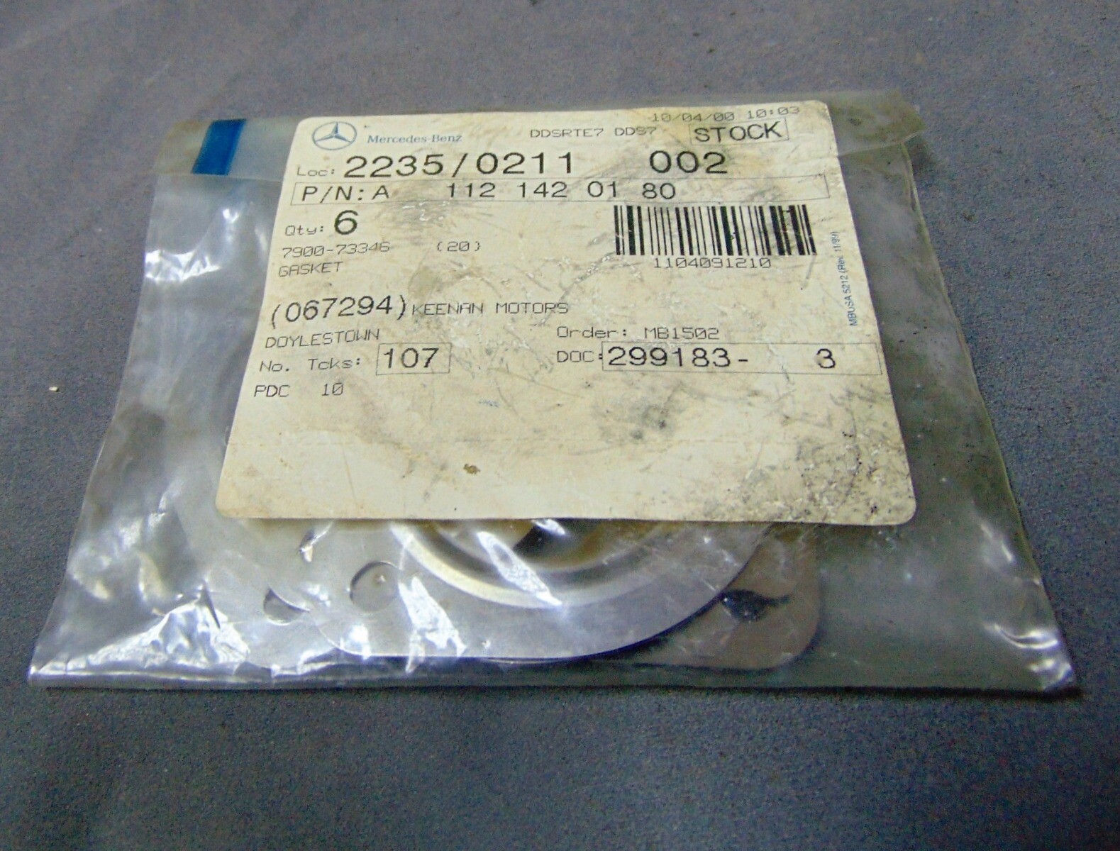 Genuine OEM Mercedes 6Cyl 98-06 Exhaust Manifold Gaskets #112 142 01 80 ...
