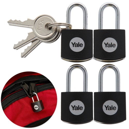 4Pc YALE TRAVEL PADLOCK SET Holiday Suitcase Bag Luggage Keyed Security ...
