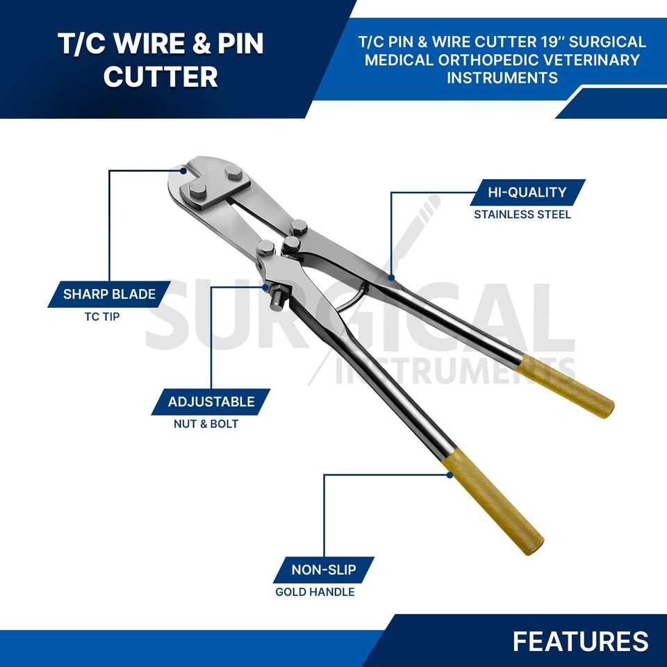 T/C Wire & Pin Cutter 18.5'' Side Cutting W/Adjustable Bolt Veterinary ...