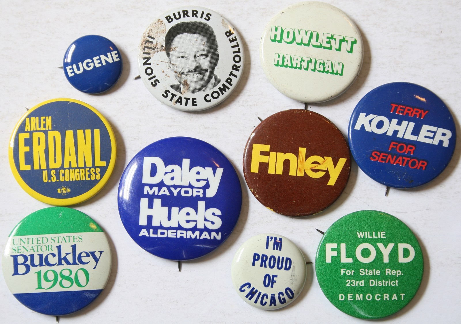 Lot 14 Political Campaign Pins and 3 Thimbles & 2 Tabs Mayor Daley ...