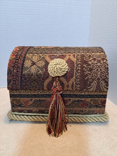 Jennifer Taylor Fabric Cloth Covered Box Treasure Chest Handmade 7" X 5 ...