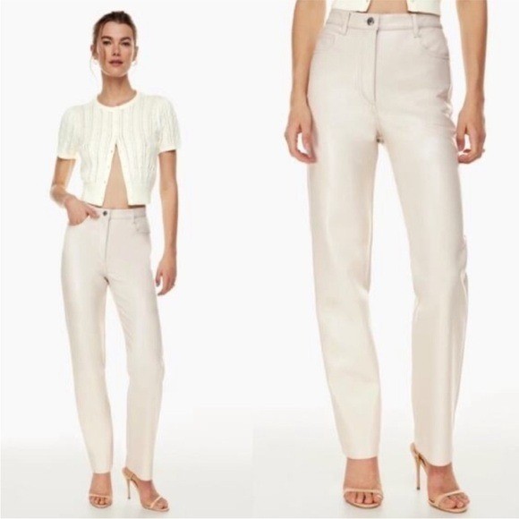Aritzia Wilfred Melina Super High Rise Pants- faux Leather Size 8 | eBay
