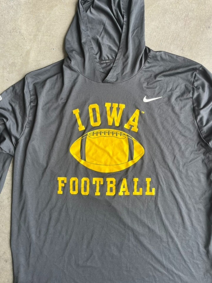 Iowa Hawkeyes Football Nike Pro Dri-Fit Team Issued Black Sweathirt Men ...