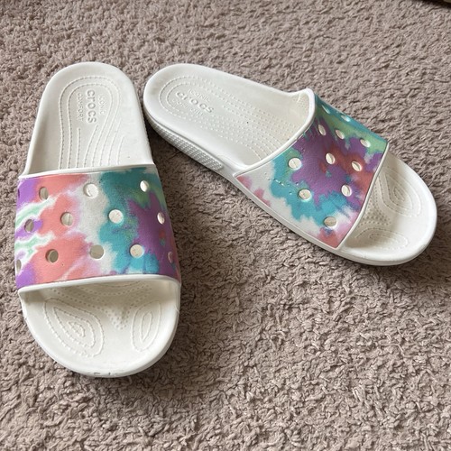CROCS Multicolor Tie-Dye Slide Sandals Size 8M 10W | eBay