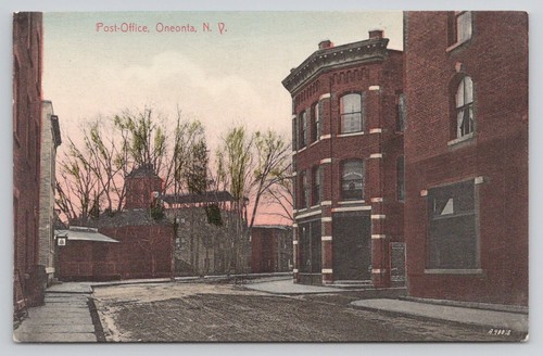 Oneonta NY Otsego County Post Office Street View Postcard GERMANY | eBay