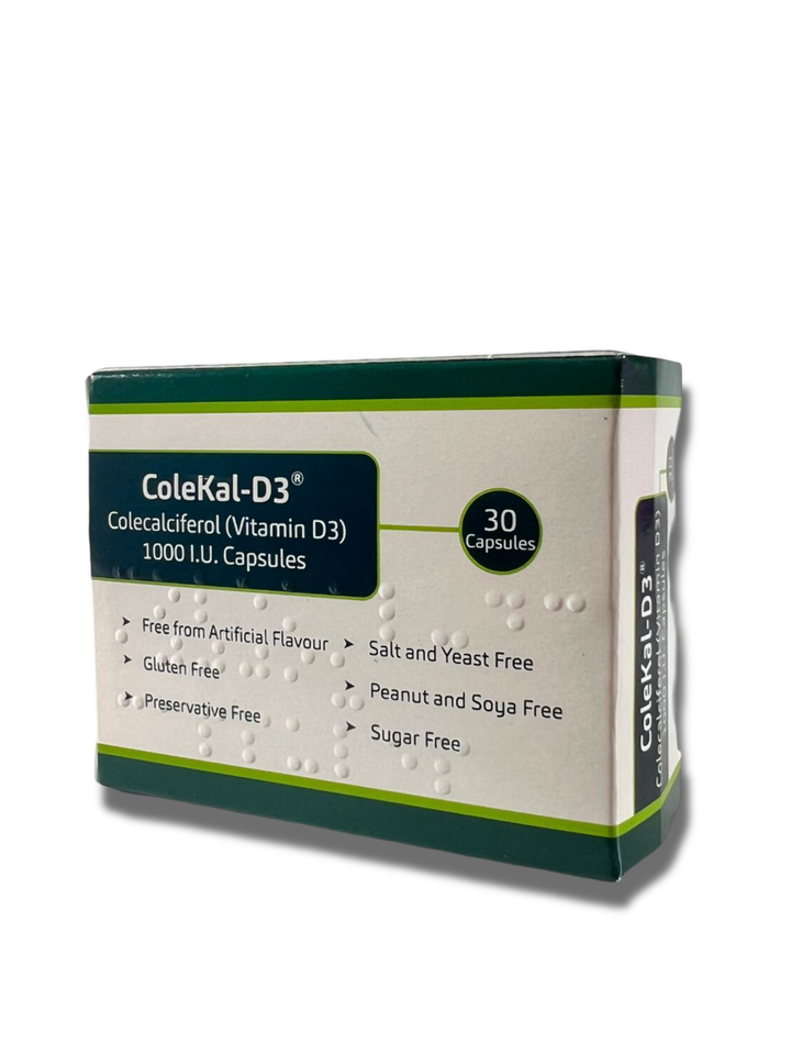 ColeKal-D3 Colecalciferol Vitamin D3 1000 IU (30 CAPSULES) SUGAR/GLUTEN ...