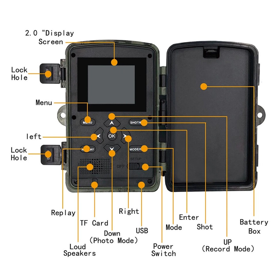 Outdoor Trail Wildlife Camera 48MP 1080P HD Trap Game Hunting Cam Night ...