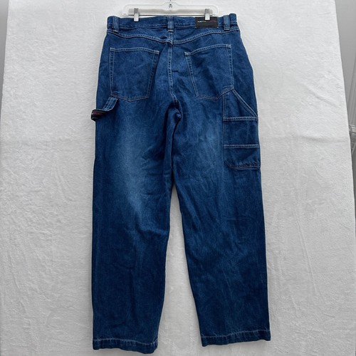FUBU Jeans Mens 38x34 (36x32) Blue Wide Leg Baggy Hip Hop Carpenter Y2K ...