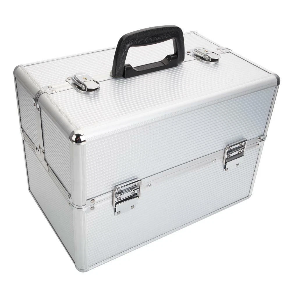 The Silver Aluminum Makeup Train Case | Saubhaya Makeup