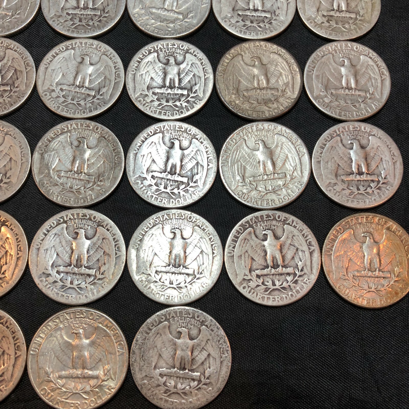 ALL 1940 P WASHINGTON QUARTER FULL ROLL $10 FACE VALUE 40 COINS SILVER ...