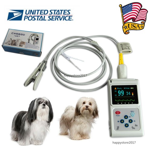 USA CMS60D VET Veterinary Pulse Oximeter SpO2 PR monitor+ Ear Lobe ...