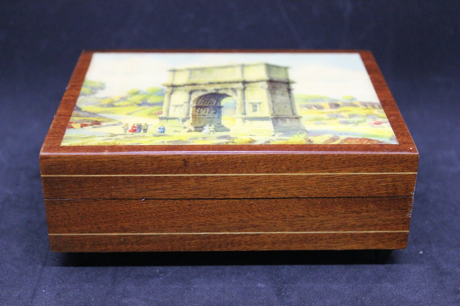 Vintage Music Box MAPSA Swiss Musical Movement Santa Lucia Roman Arch ...