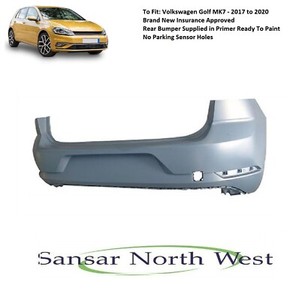 Volkswagen VW Golf MK 7 - Rear Bumper - No Parking Sensor Holes Primed ...