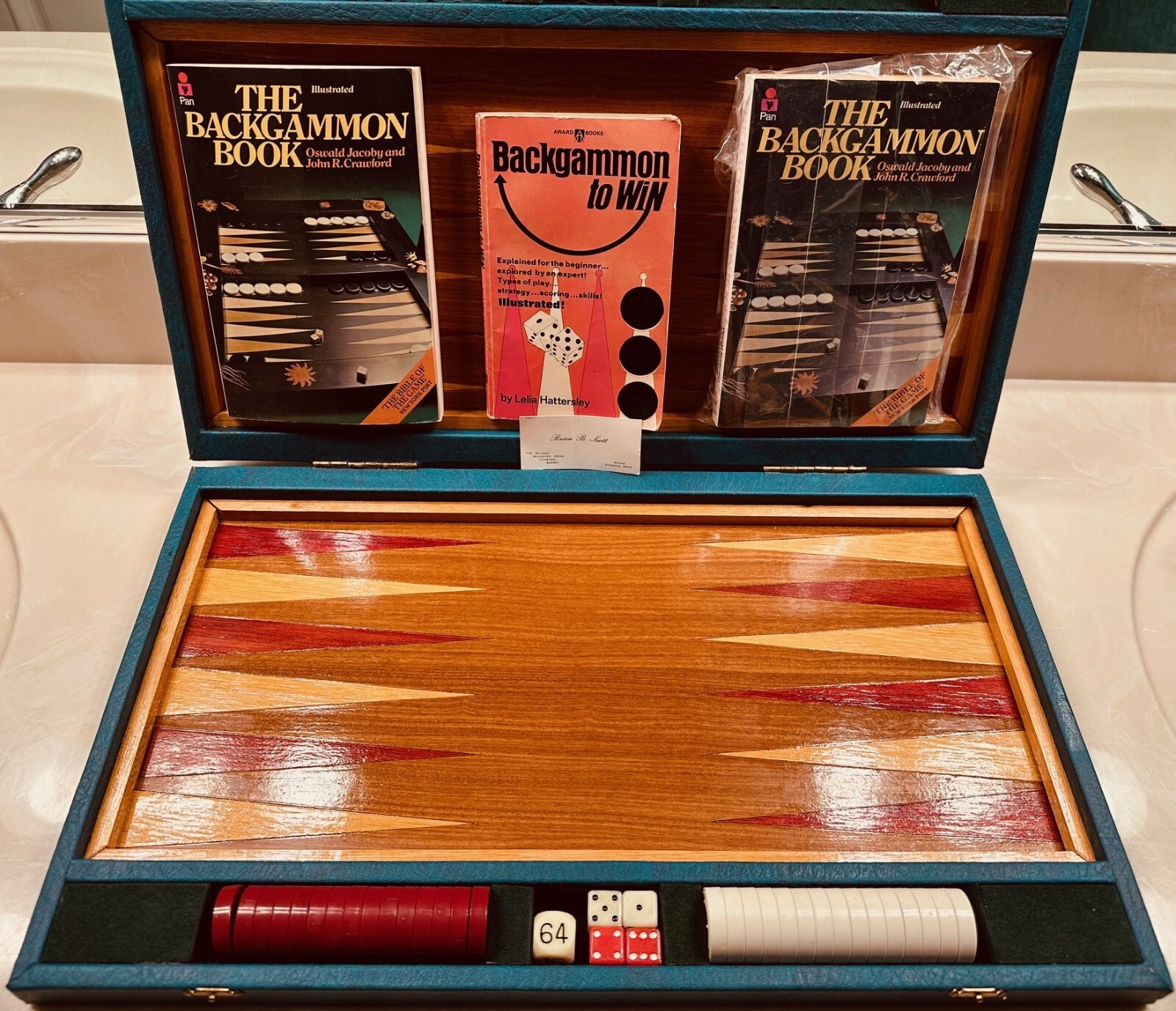 VTG UK Backgammon Bakelite Game Set Lacquered Inlaid Rosewood 1960s ...