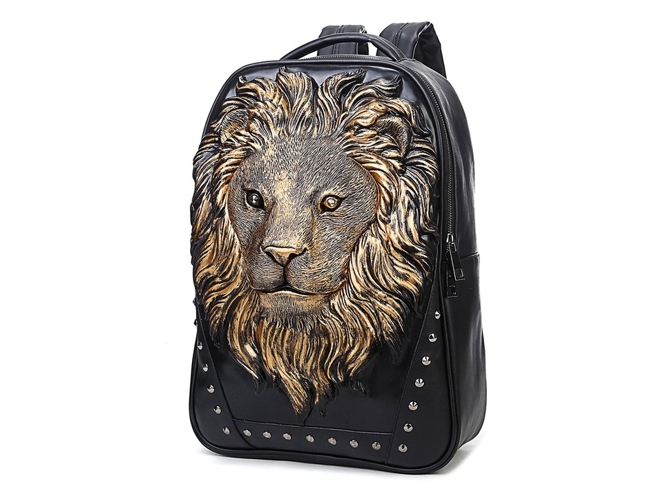 Men 3D Lion Head Backpack Casual Daily Use Bookbag Shoulder Outdoor ...