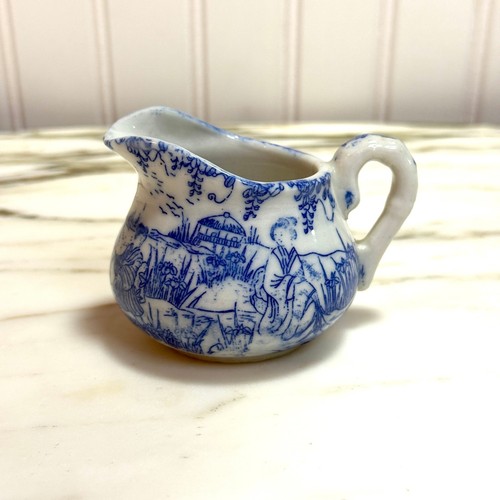 Vintage Blue White Creamer Pitcher Spode Style Toile Cottagecore | eBay