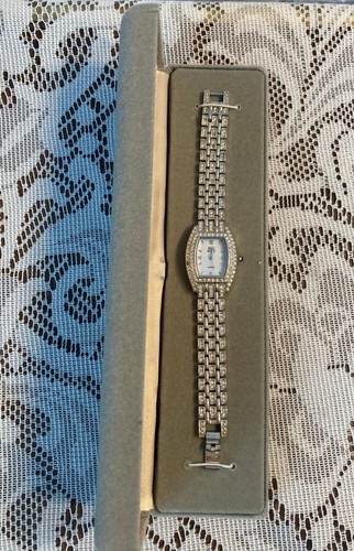 Nolan Miller Women’s Watch Silver Tone Rhinestone MOP Ladies~New ...