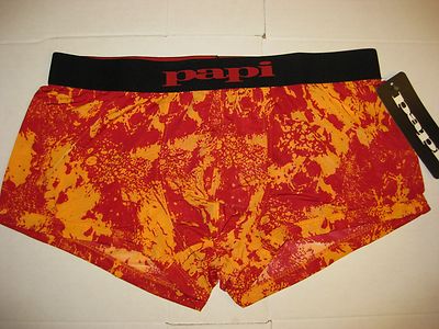 MEN'S PAPI BRAZILIAN TRUNK BOXER BRIEF RED / ORANGE DESIGN SIZE L 36-38 ...