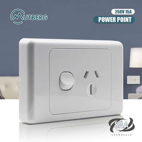 15A Amp 250V Single Power Point Wall Socket outlet GPO White Panel ...
